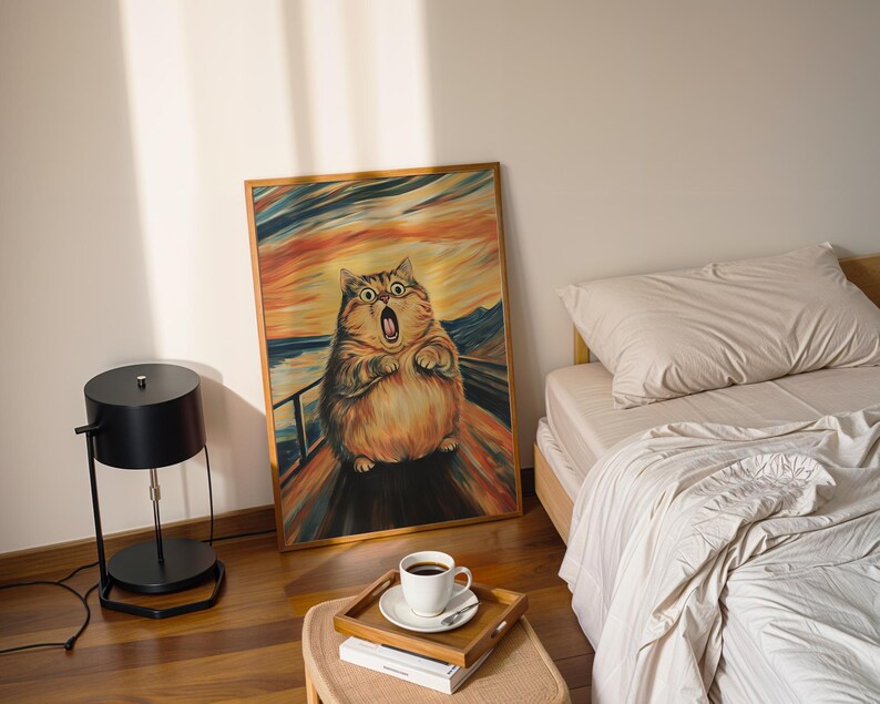 Funny Scream Cat Art Print – Parody Fat Cat Poster (digital Download ...