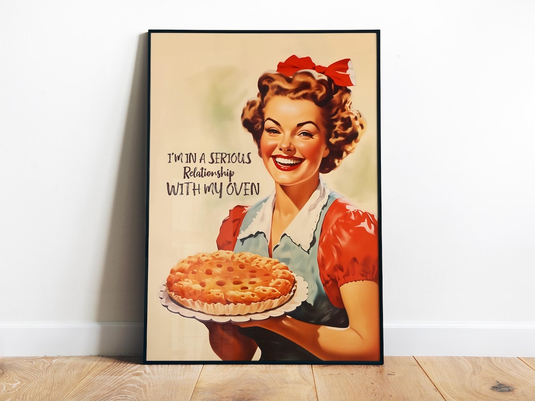 Funny Kitchen Art Digital Retro Housewife Print Kitchen Wall Art Baking ...