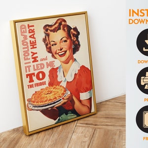 Retro Kitchen Poster Printable Kitchen Wall Art Funny Poster Digital ...