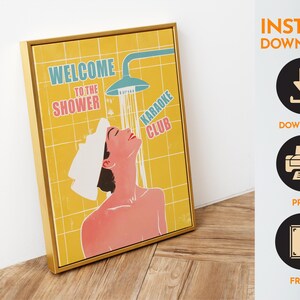 Shower Karaoke Club Poster Printable Bathroom Wall Art Funny Prints ...
