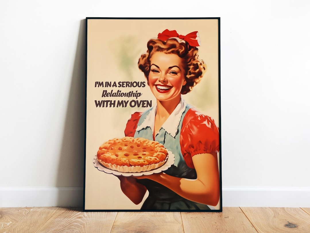 Funny Kitchen Poster Retro Housewife Print Kitchen Wall Art Baking ...