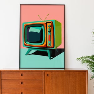 Vintage TV Set Print Mid Century Wall Art Frame Tv Art Retro Tv Digital ...