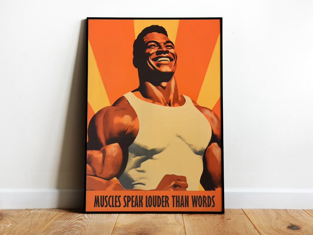 Retro Gym Poster Digital Bodybuilder Print Gym Wall Print Retro Print ...