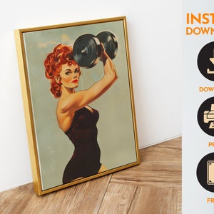 Retro Gym Poster Printable Gym Art Work Exercise Wall Art Fitness Print ...