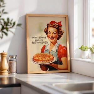 Funny Kitchen Art Digital Retro Housewife Print Kitchen Wall Art Baking ...