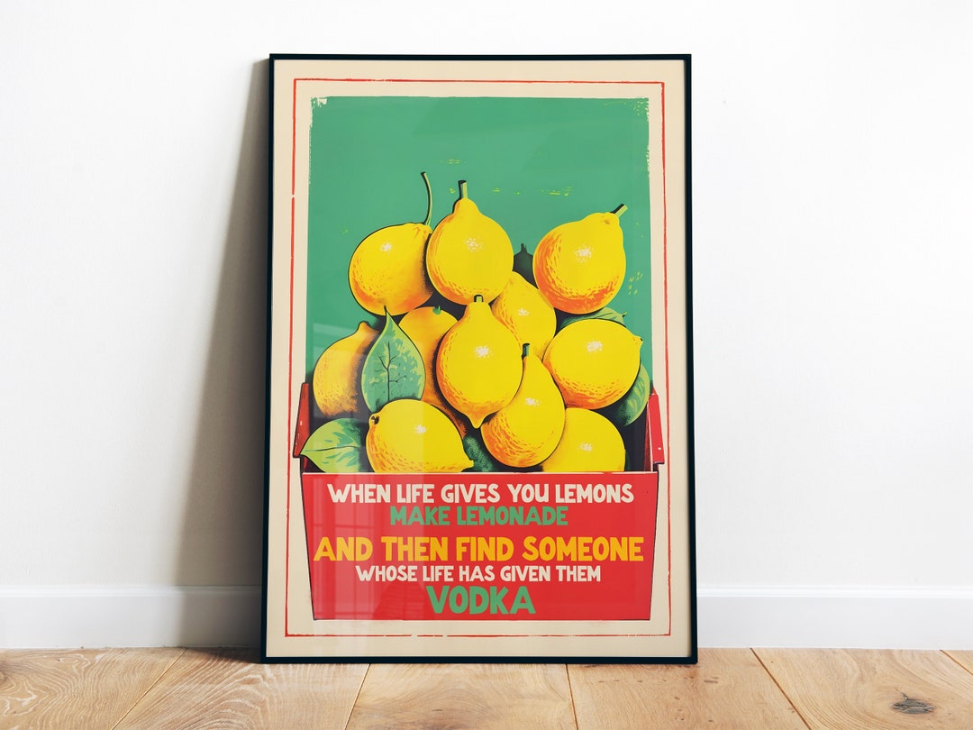 Retro Funny Poster Lemon Printable Lemon Print Digital Download Kitchen ...