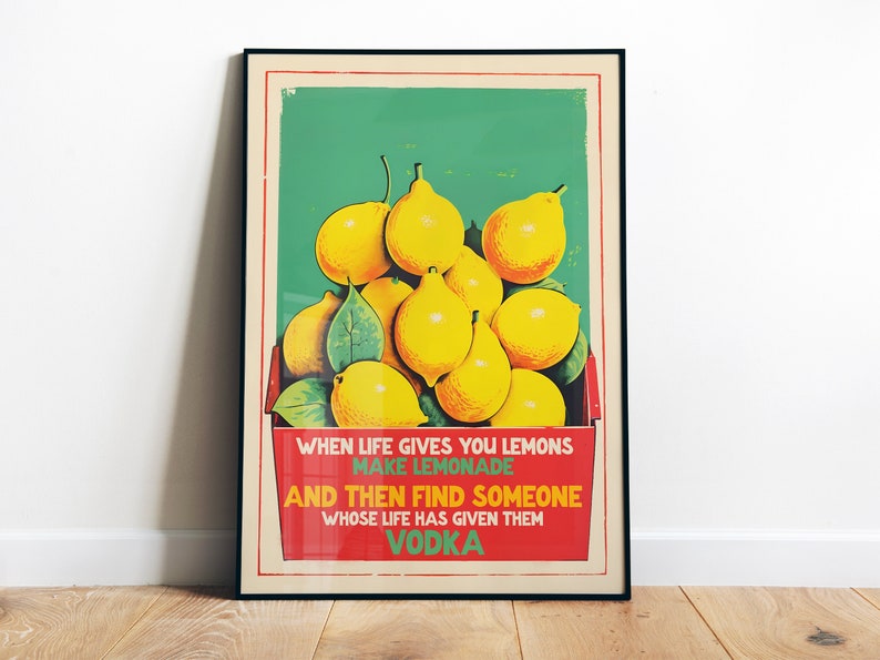 Retro Funny Poster Lemon Printable Lemon Print Digital Download Kitchen ...