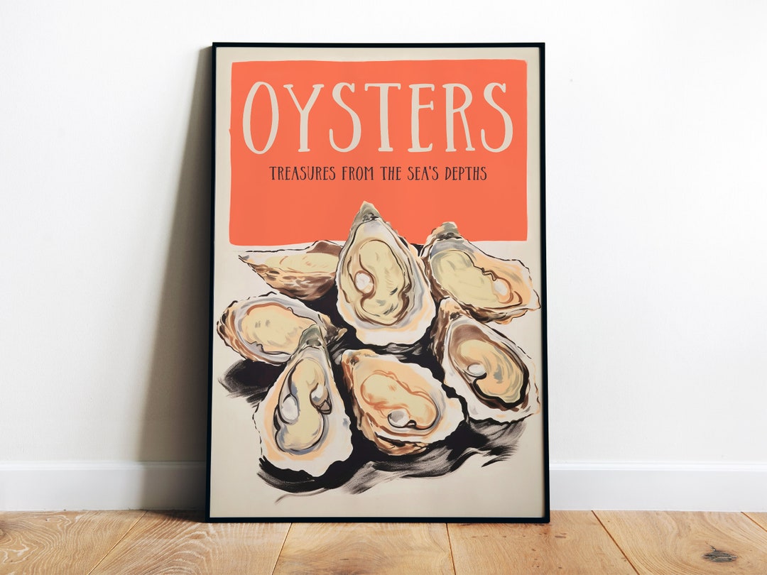 Retro Food Wall Art Oysters Digital Print Oyster Poster Printable ...