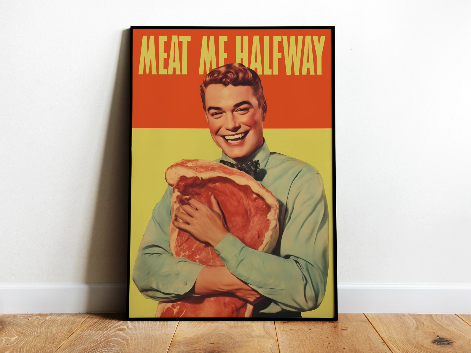 Retro Meat Poster Digital Raw Meat Art Steak Poster Butcher - Etsy