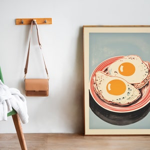 Retro Egg Print Kitchen Wall Art Printable Fried Eggs Poster Retro Food ...