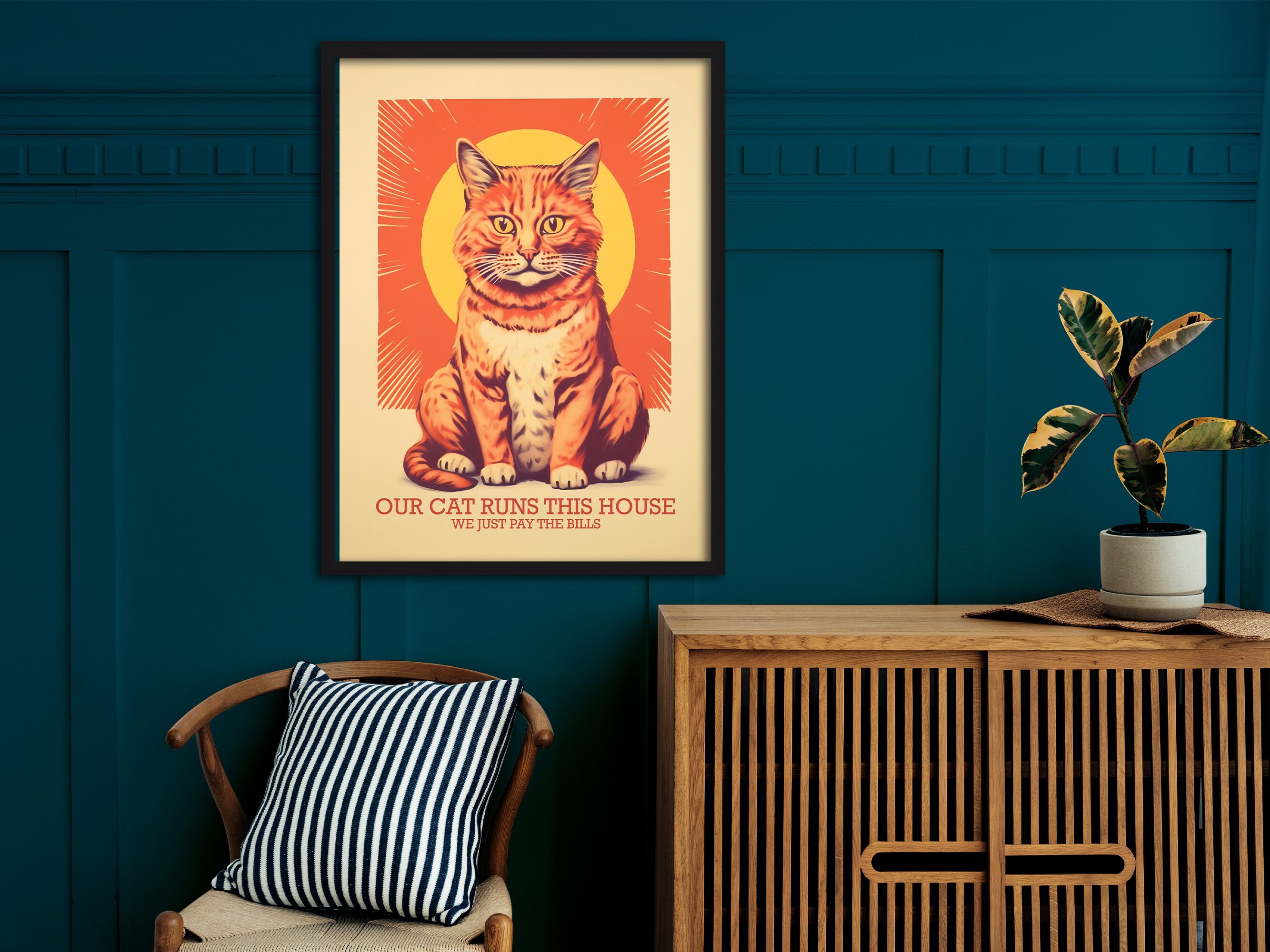 Funny Cat Print Cat Owner Gift Housewarming Cat Art Cat Print Bathroom ...