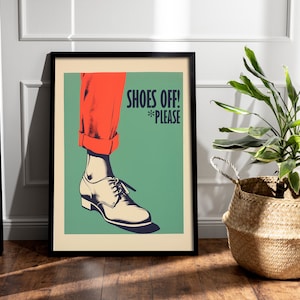 Shoes off Sign Funny Entryway Wall Art Retro Print No Shoes Printable ...