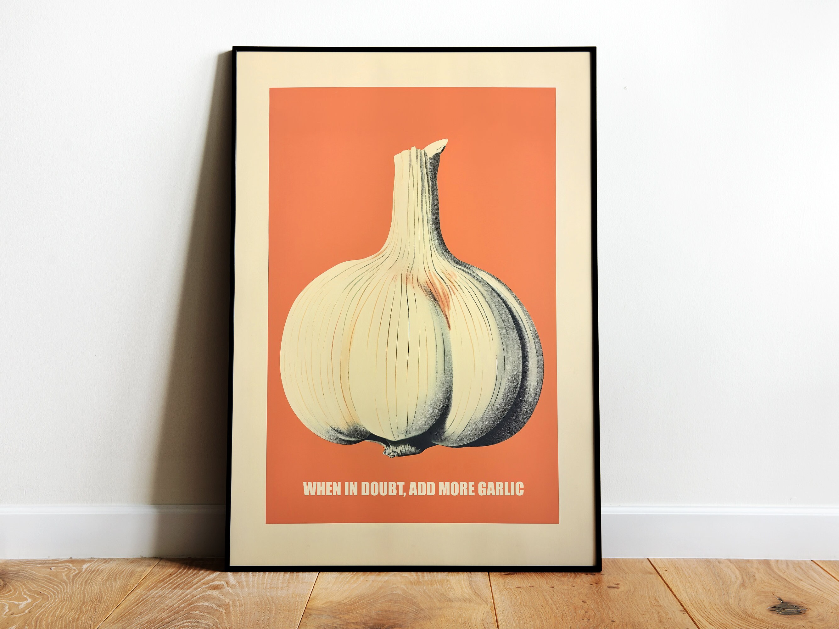 Retro Garlic Print Food Wall Art Retro Kitchen Print Kitchen Wall Art ...