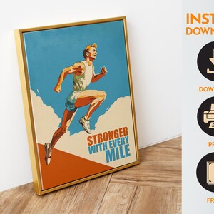 Runner Wall Art Printable Retro Gym Poster Motivation Quote Digital ...