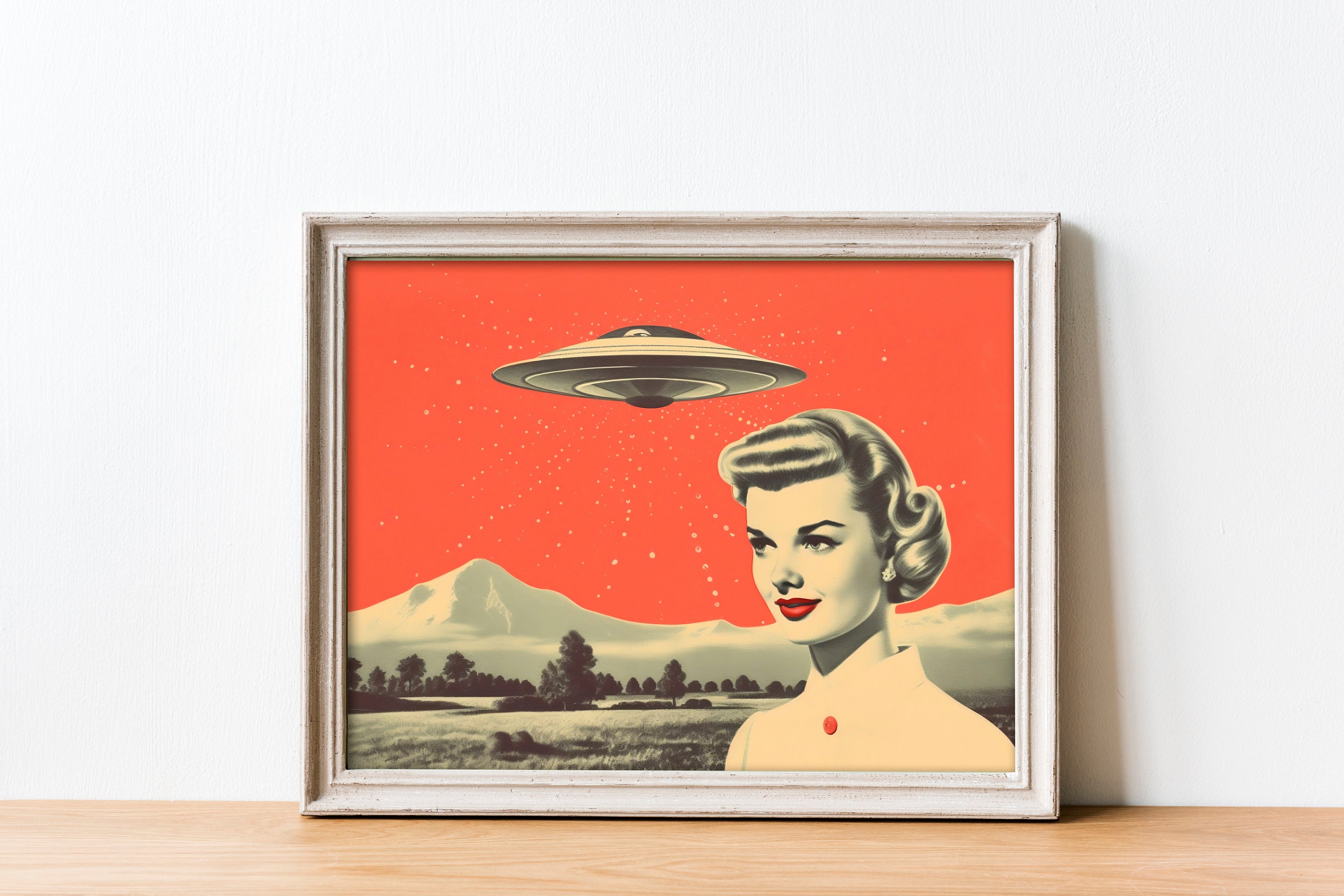 Retro UFO Wall Art Aliens Wall Art UFO Abduction Art Vintage Ufo Poster ...