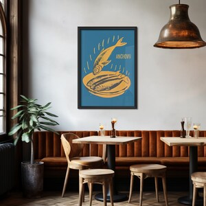 Anchovies Poster Printable Blue Fish Kitchen Wall Art Sardine Poster ...