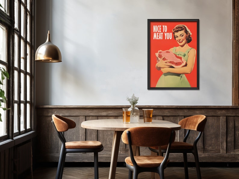 Nice to Meat You Poster Meat Art Happy Housewife Art Steak Print ...