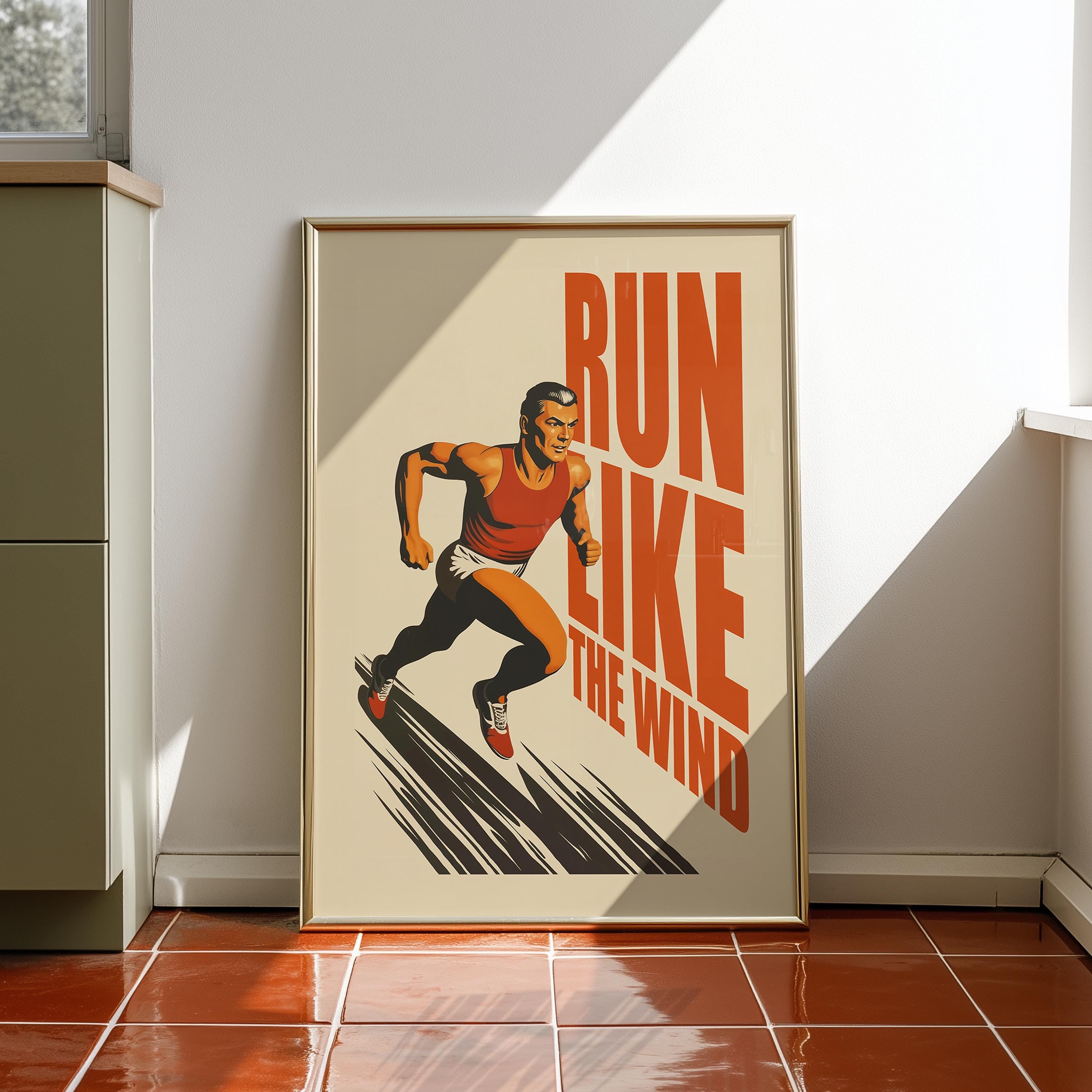 Run Like the Wind Runner Wall Art Home Gym Retro Poster (digital ...