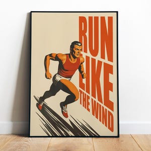 Run Like the Wind Art Printable Retro Gym Poster Motivation Digital ...