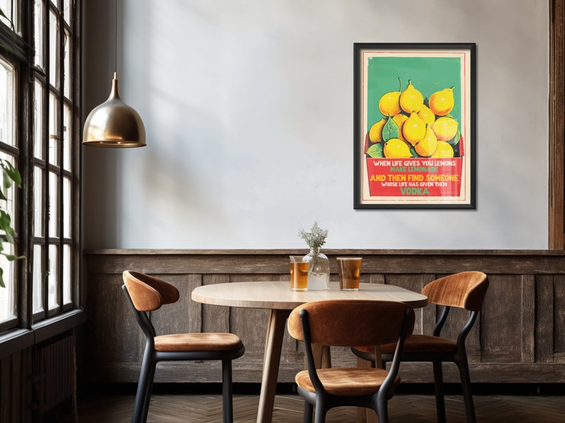 Retro Funny Poster Lemon Printable Lemon Print Digital Download Kitchen ...