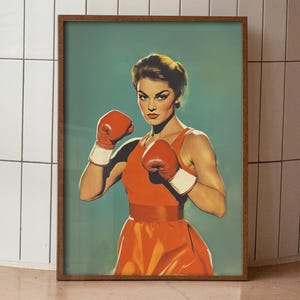 Female Boxer Print Gym Wall Art Printable Woman Retro Print Home Gym ...
