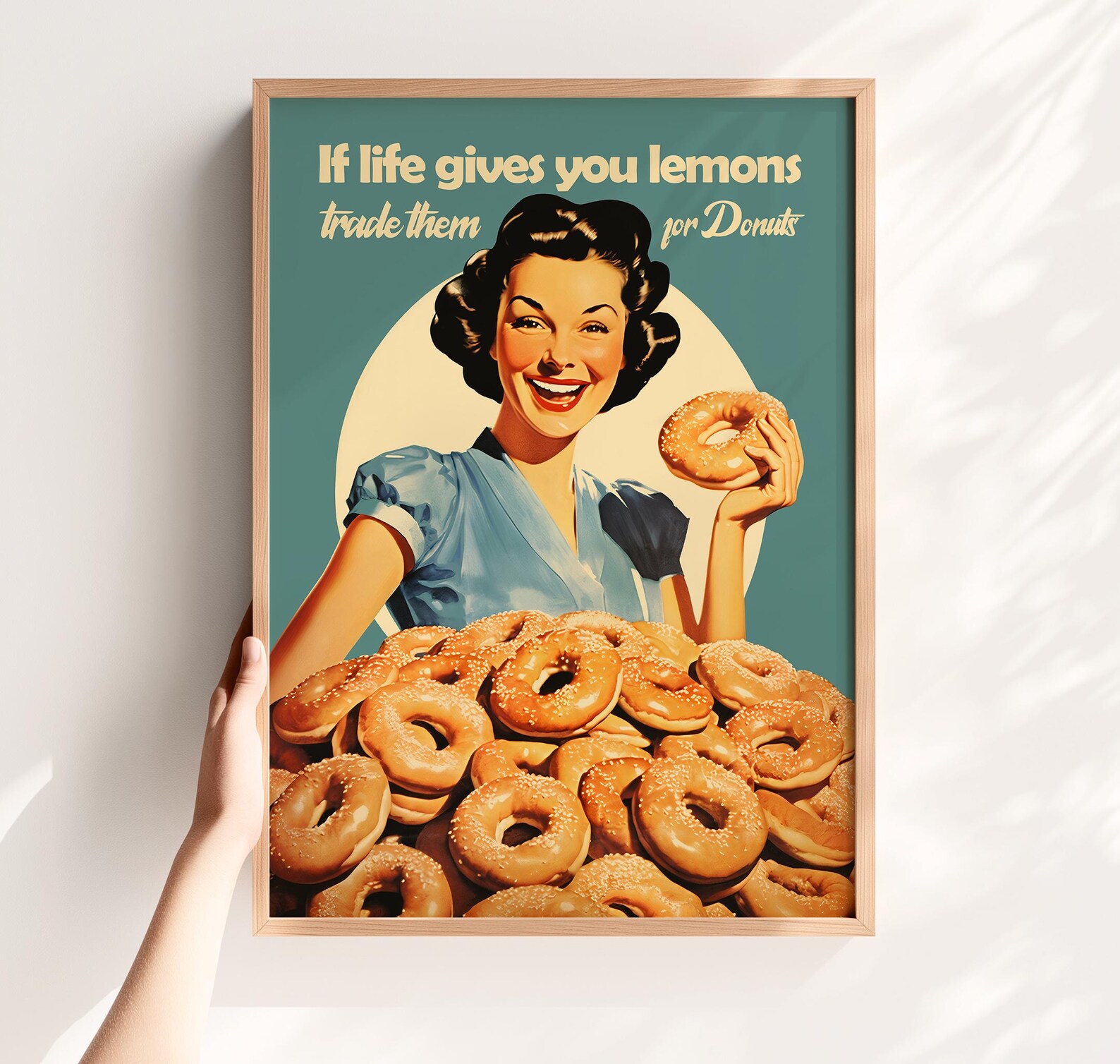 Retro Kitchen Art Print Doughnut Print Cafe Wall Art Donut Poster ...