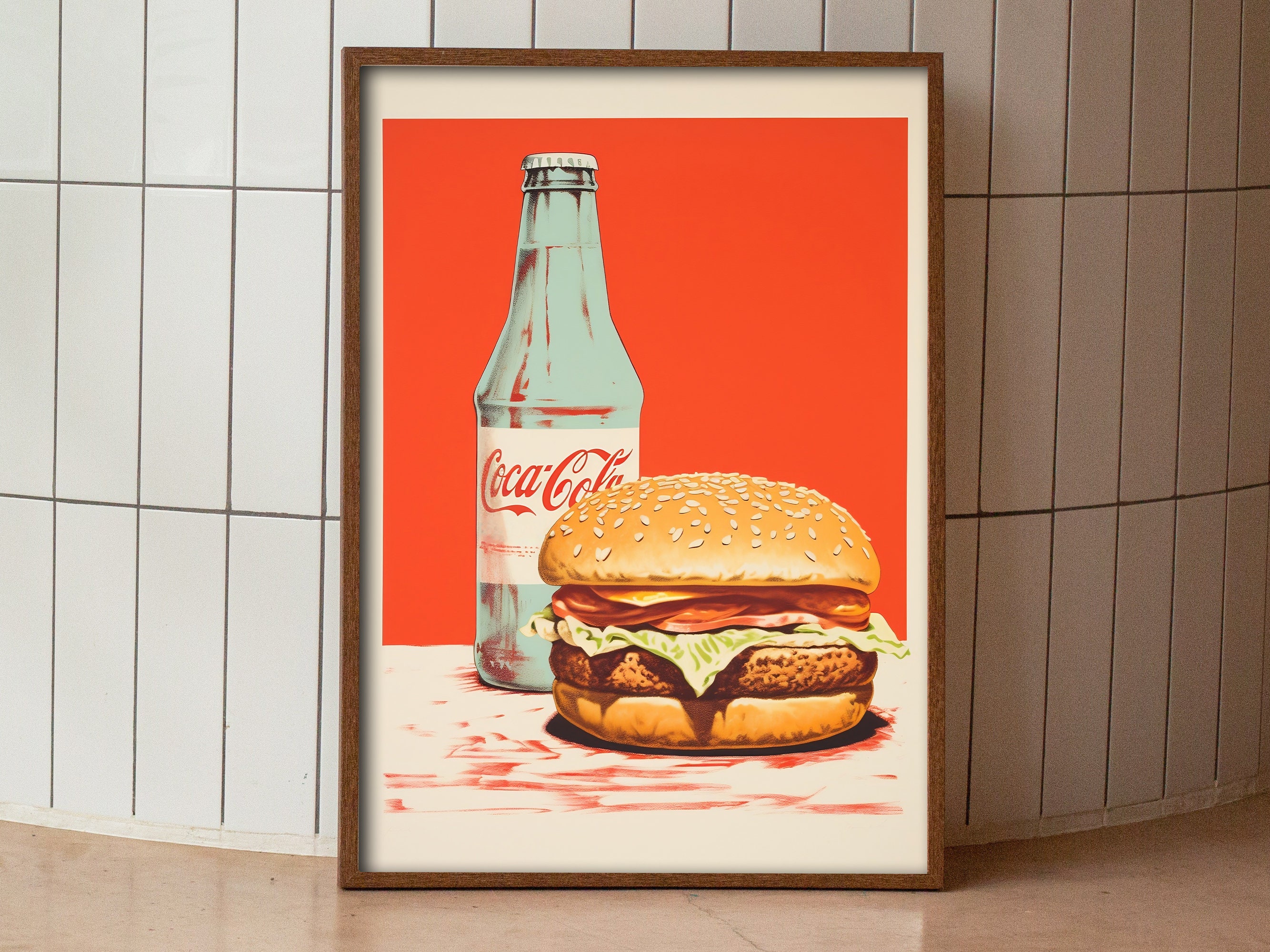 Retro Cola Poster Coke Print Diner Poster Bugrer Wall Art Cola Bottle ...