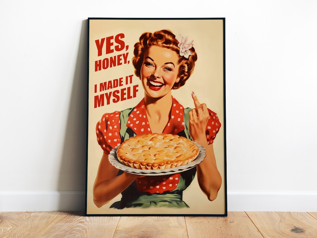 Retro Kitchen Art Printable Housewife Poster Made It Myself Poster ...