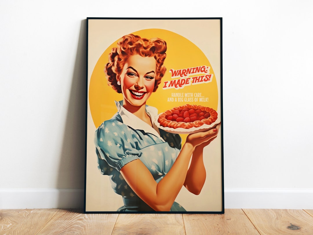 Funny Kitchen Wall Art Printable Retro Poster Baker Print Happy ...