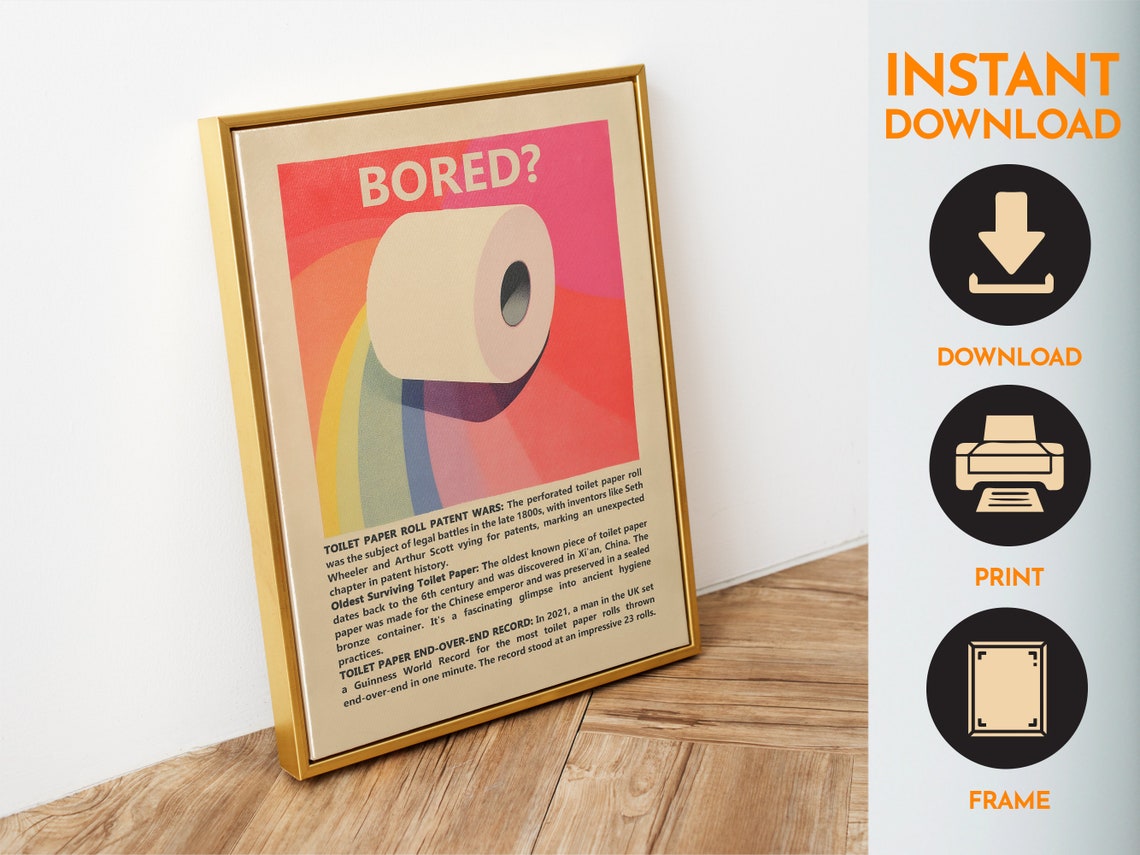 Bathroom Wall Art Retro Toilet Art Print Funny Bathroom Prints ...