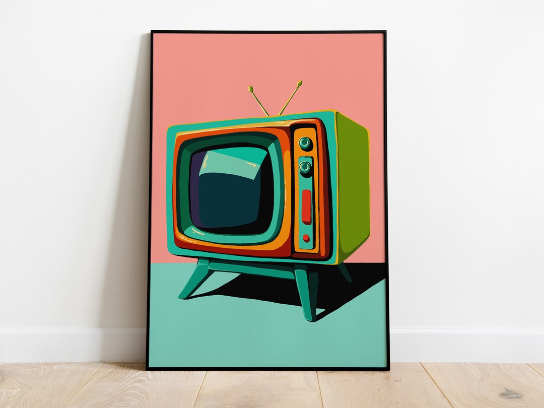 Vintage TV Set Print Mid Century Wall Art Frame Tv Art Retro Tv Digital ...