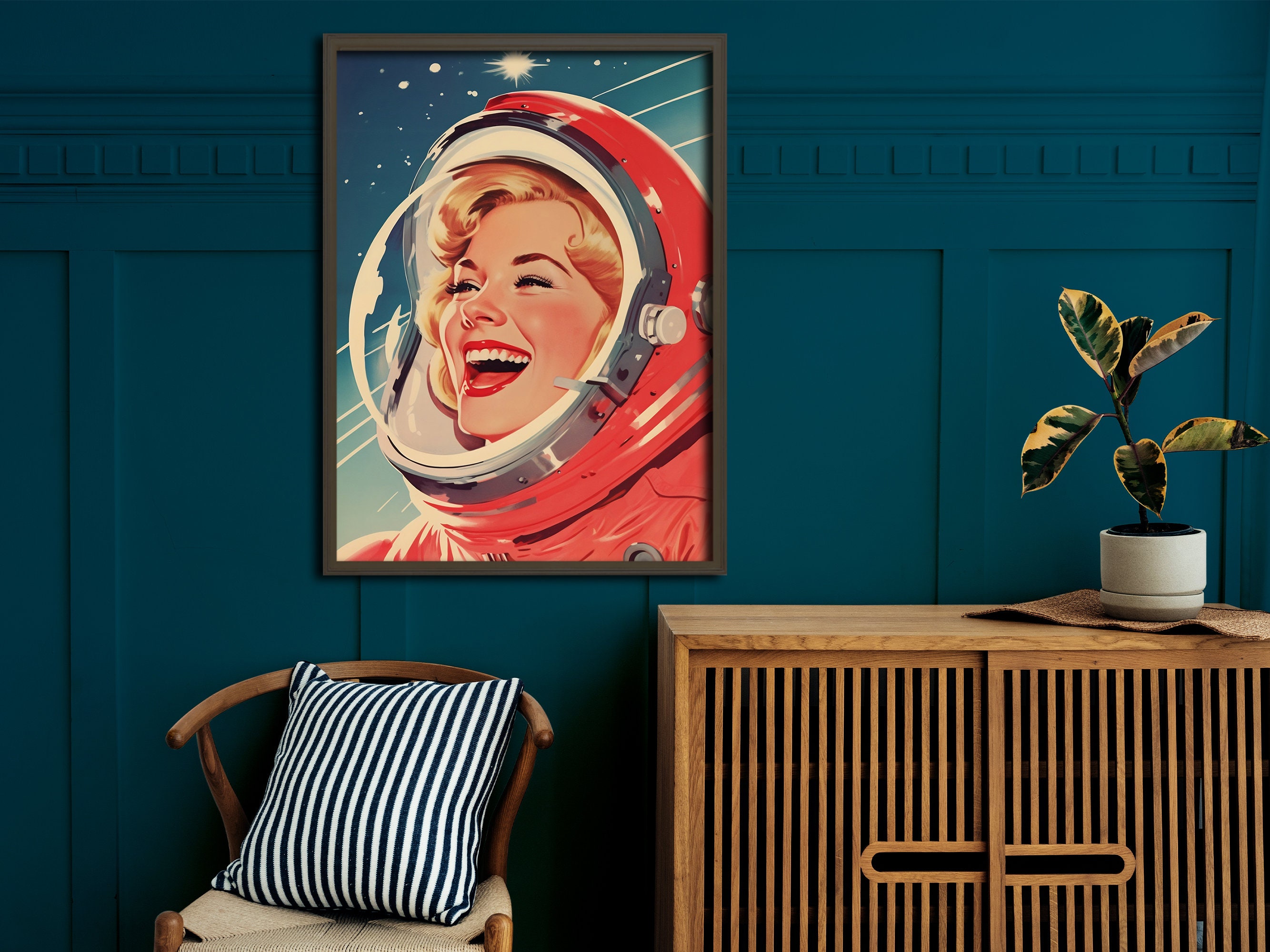 Retro Print Download Female Astronaut Art Print Scifi Print Space ...