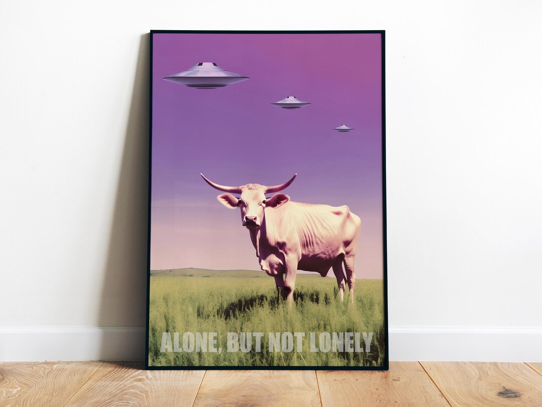 Alien Abduction Art Print Ufo Wall Art Printable Cow Abduction Art ...