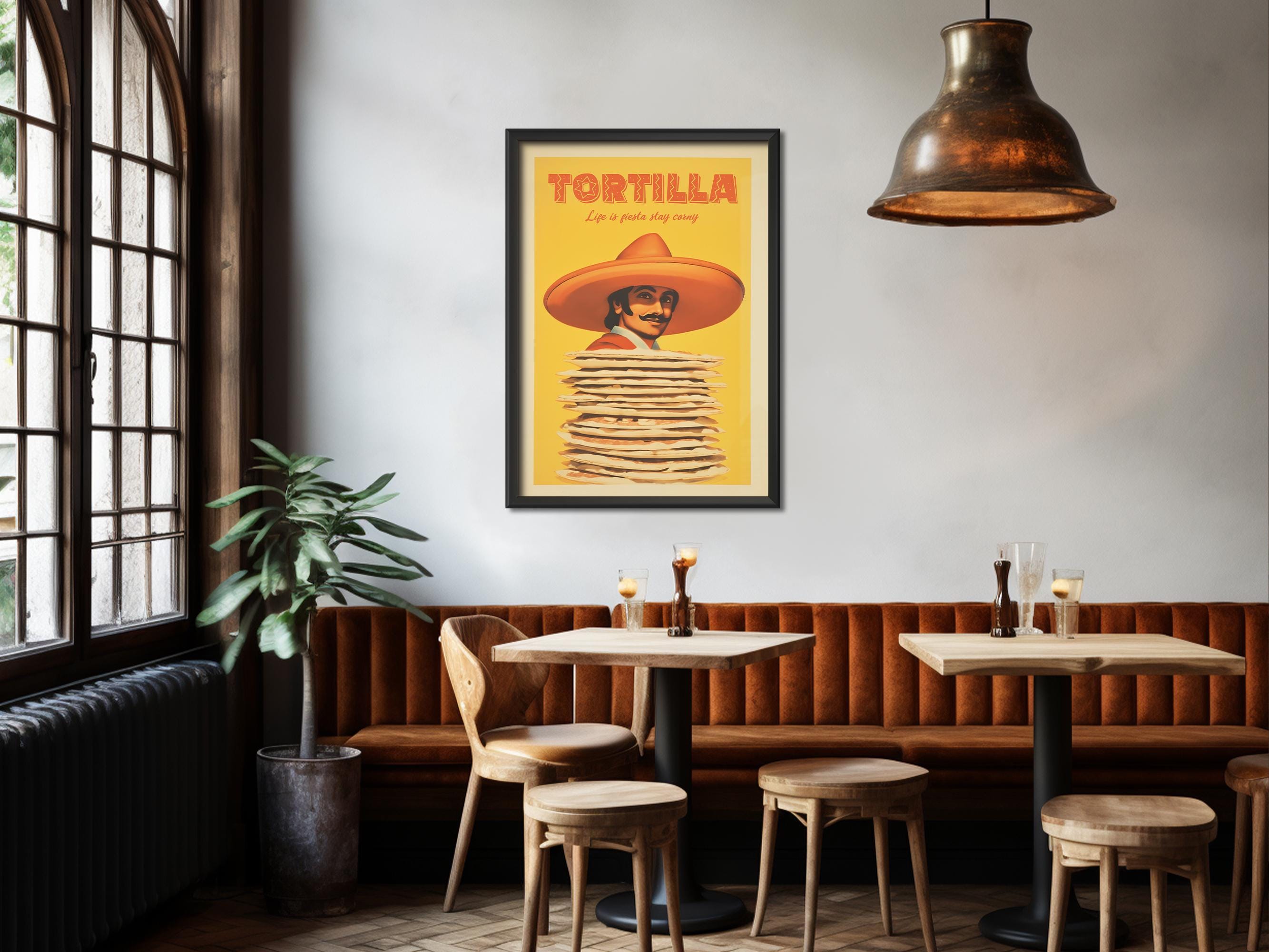 Retro Kitchen Wall Art Funny Poster Tortilla Print Mexican Food Print ...