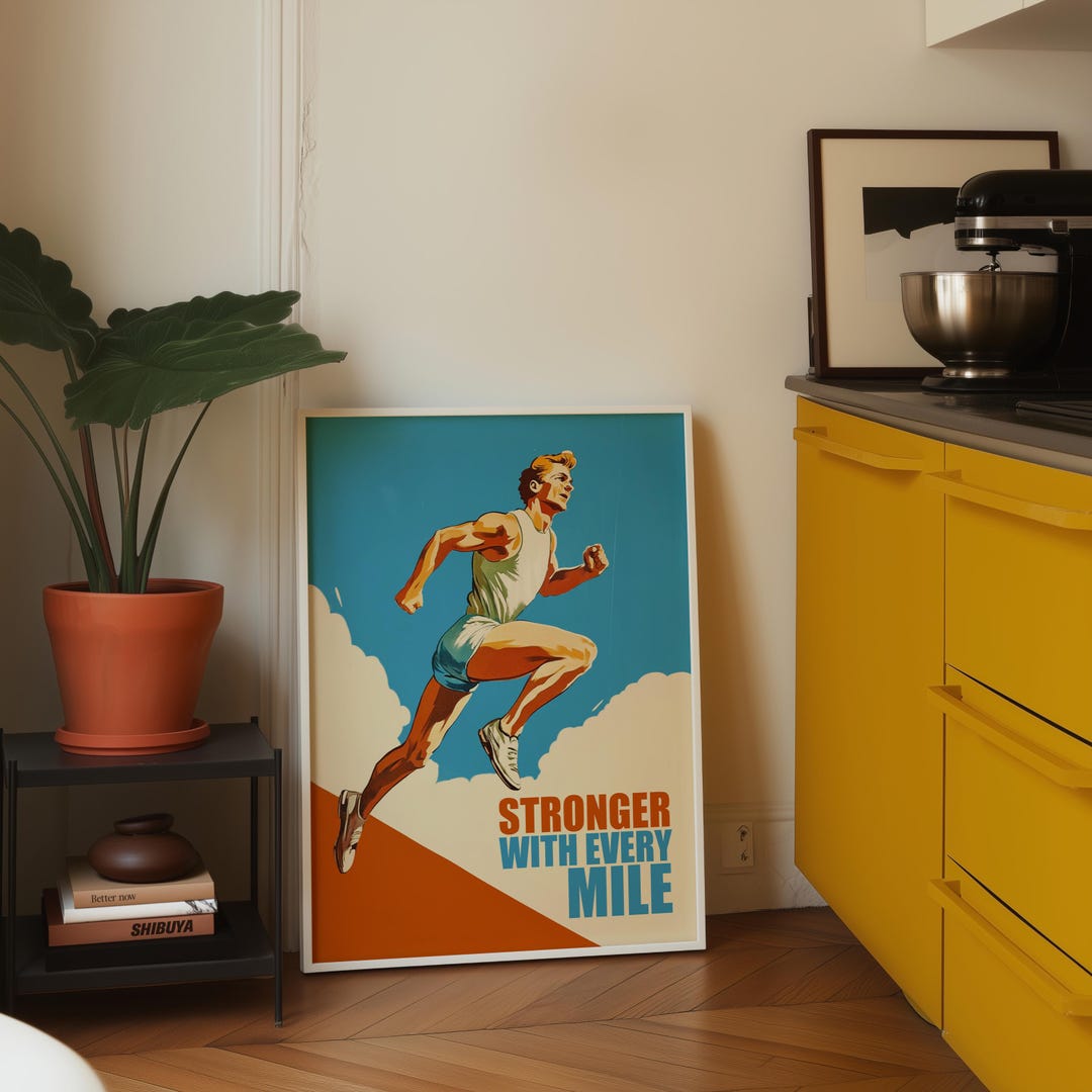 Running Wall Art Motivation Poster Marathon Gift Training Room Runner ...