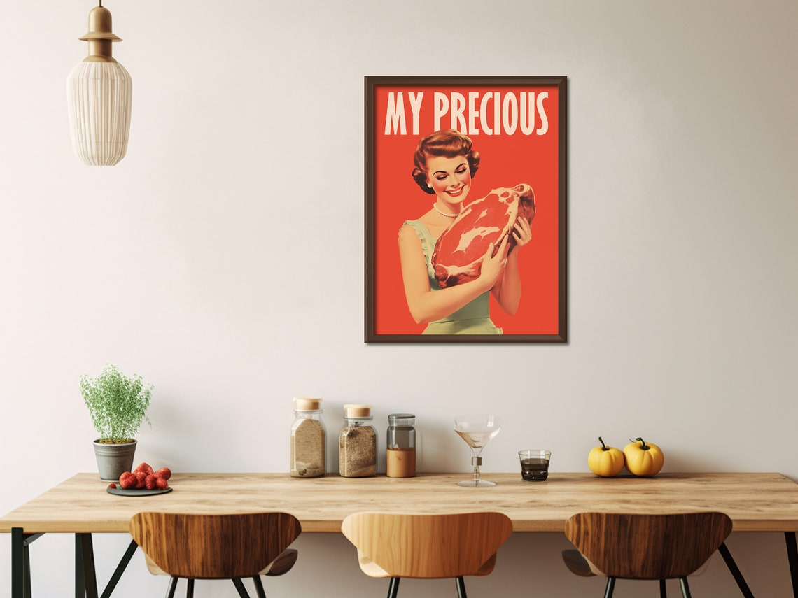 My Precious Poster Digital Raw Meat Art Happy Housewife Steak - Etsy