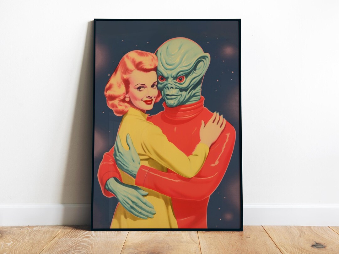 Aliens Wall Art Vintage Sci-fi Poster Printable Weird Alien Art Print ...