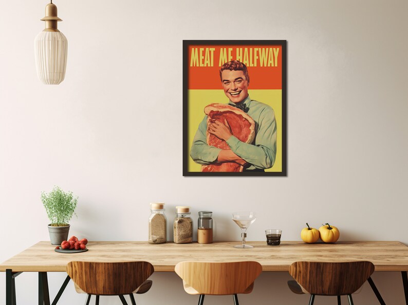 Retro Meat Poster Digital Raw Meat Art Steak Poster Butcher - Etsy