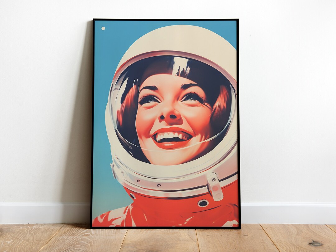 Retro Female Astronaut Print Scifi Art Print Space Poster Female ...