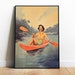 Retro Kayaking Girl Poster Printable Kayak Art Print Rafting Digital ...