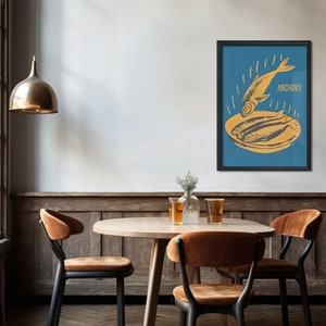 Anchovies Poster Printable Blue Fish Kitchen Wall Art Sardine Poster ...