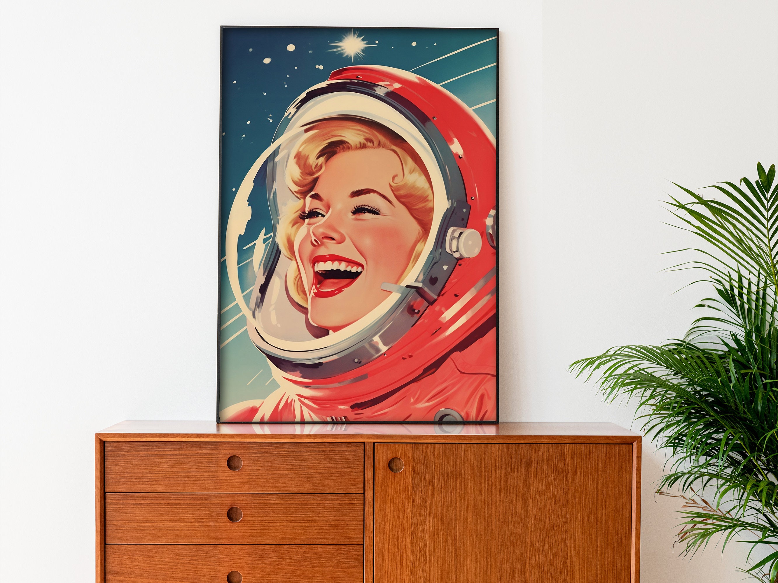 Retro Print Download Female Astronaut Art Print Scifi Print Space ...