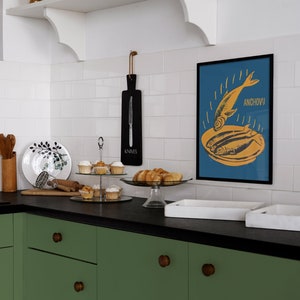 Anchovies Poster Printable Blue Fish Kitchen Wall Art Sardine Poster ...