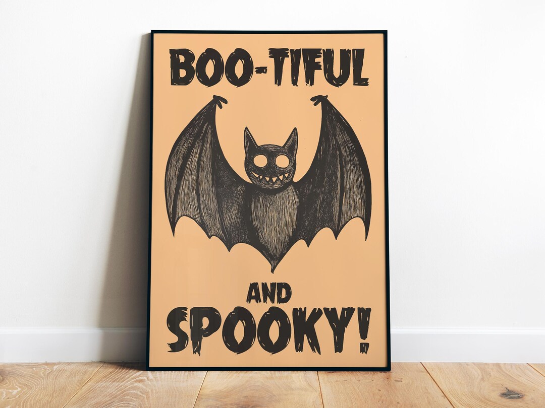 BOO Halloween Wall Art Printable Cute Bat Poster Print Halloween Art ...