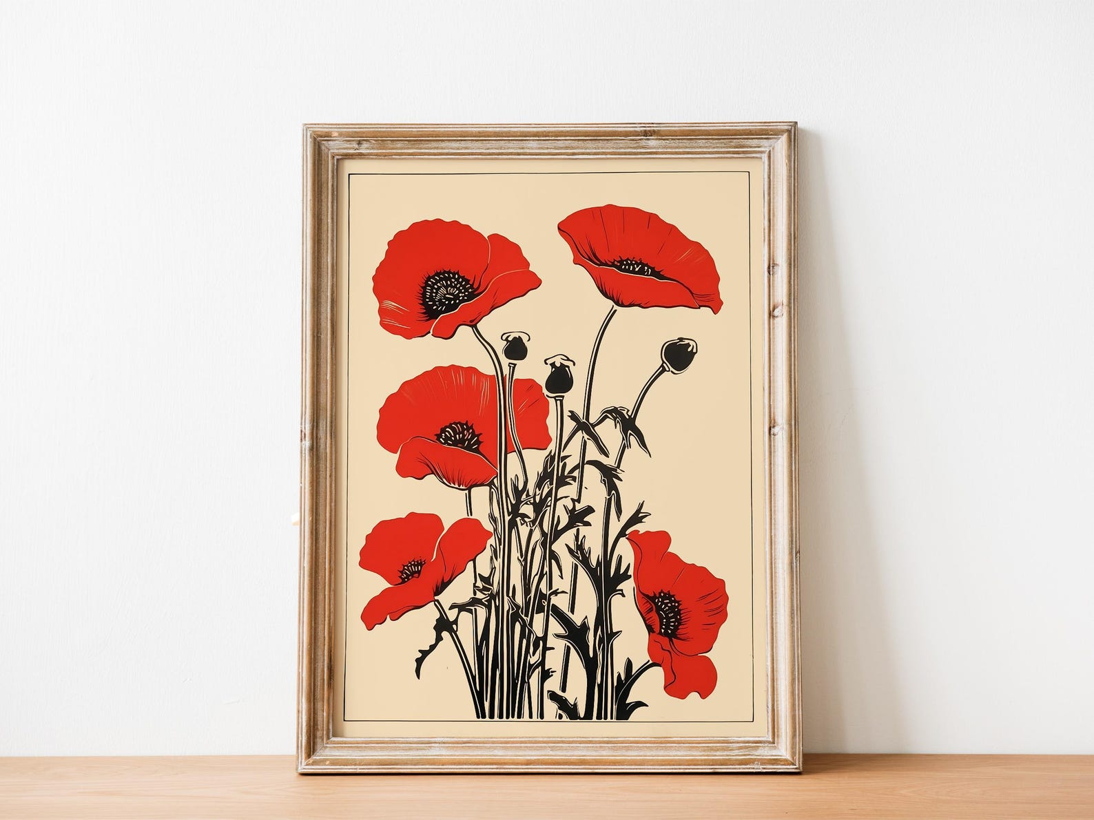 Poppy Printable Vintage Poppies Art Retro Print Retro Botanical Poster ...