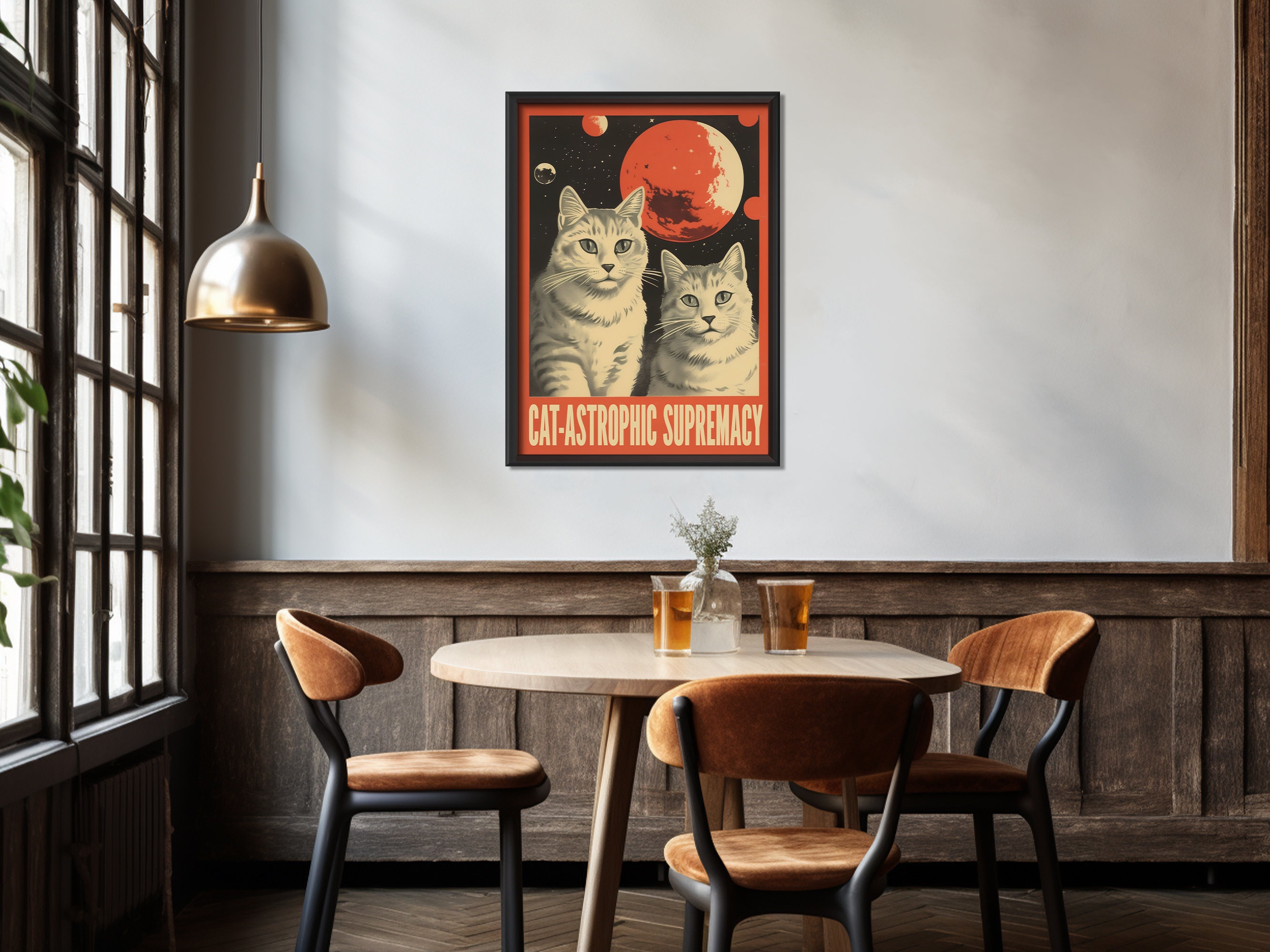 Retro Cats in Space Print Space Kitty Print Space Travel Cat Print ...