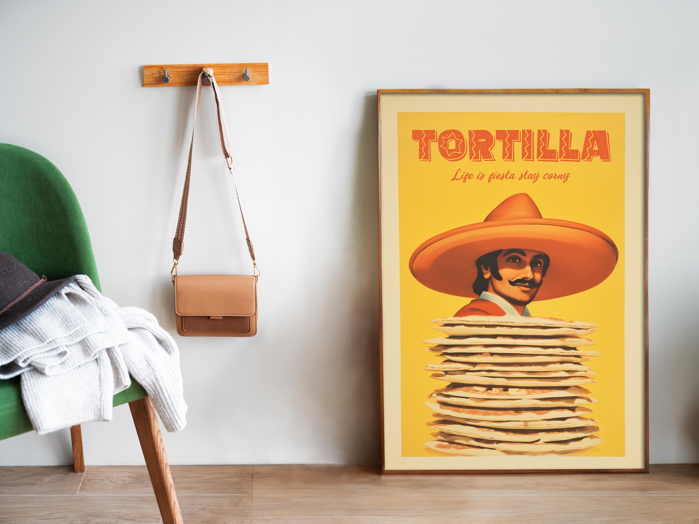 Retro Kitchen Wall Art Funny Poster Tortilla Print Mexican Food Print ...