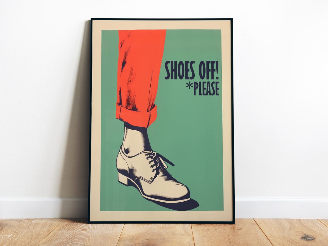 Shoes off Sign Funny Entryway Wall Art Retro Print No Shoes Printable ...
