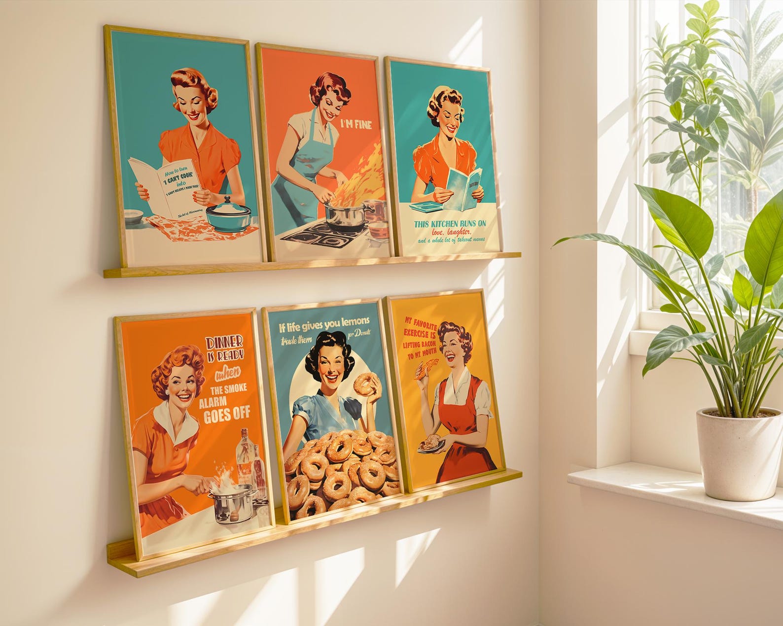 Funny Kitchen Print Set of 6 - Retro Housewife Posters Kitchen Art 50s ...