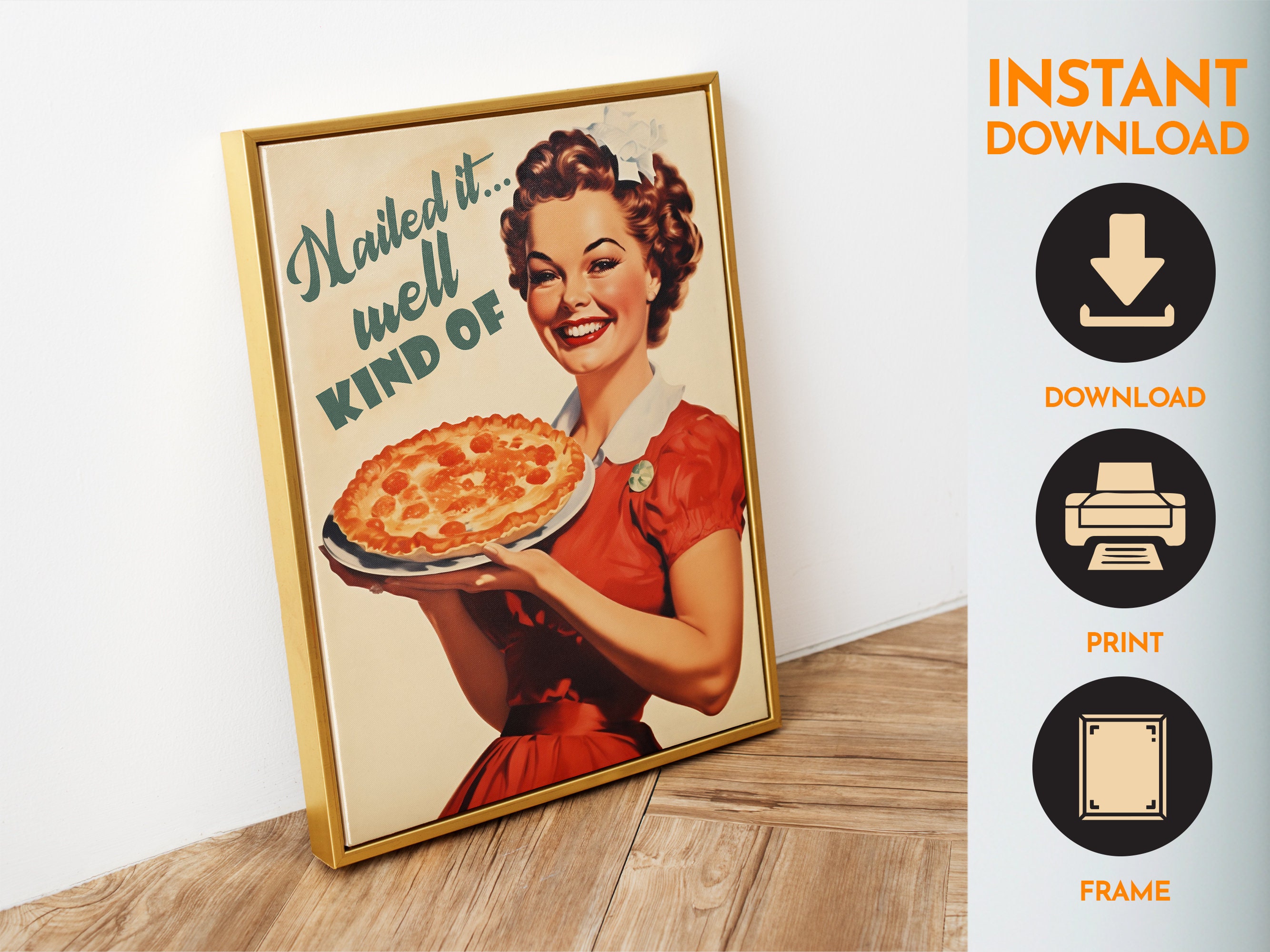 Retro Kitchen Print Kitchen Wall Art Funny Retro Print 50s Style Poster ...